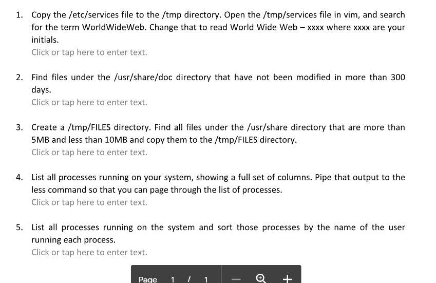 Solved 1. Copy the /etc/services file to the /tmp directory. | Chegg.com