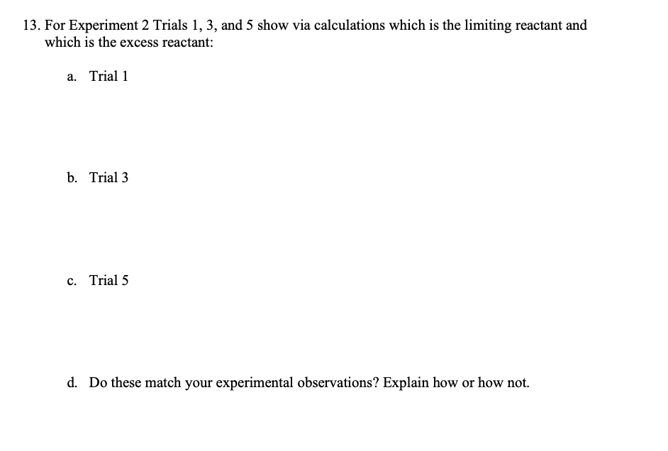 Solved Experiment 2: Test Different Ratios of Copper(II) | Chegg.com