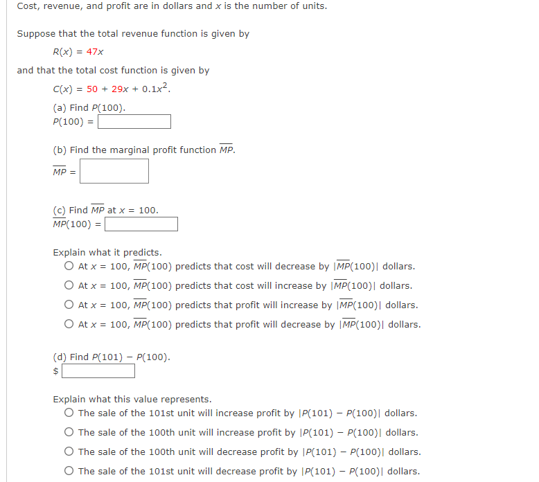Solved Suppose that the total revenue function is given by | Chegg.com
