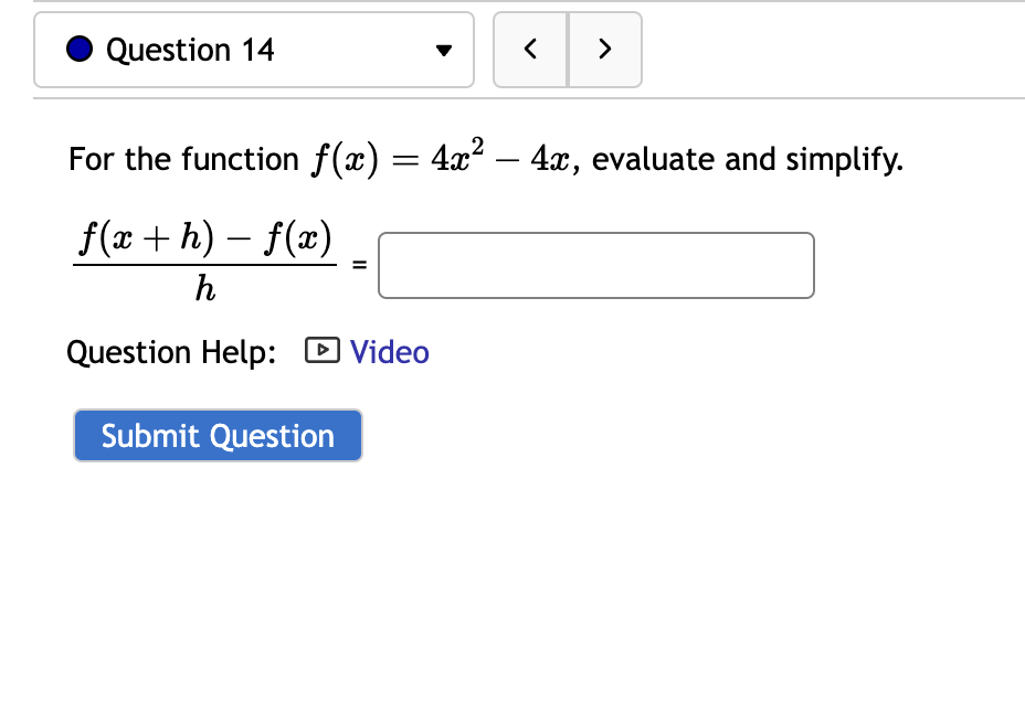 Solved For the function \\( f(x)=4 x^{2}-4 x \\), evaluate | Chegg.com