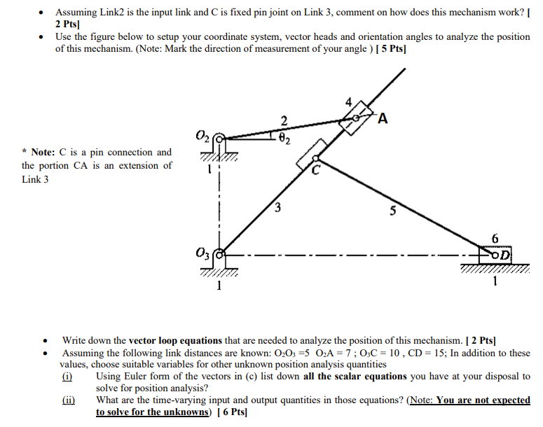 Solved Assuming Link2 is the input link and C is fixed pin | Chegg.com