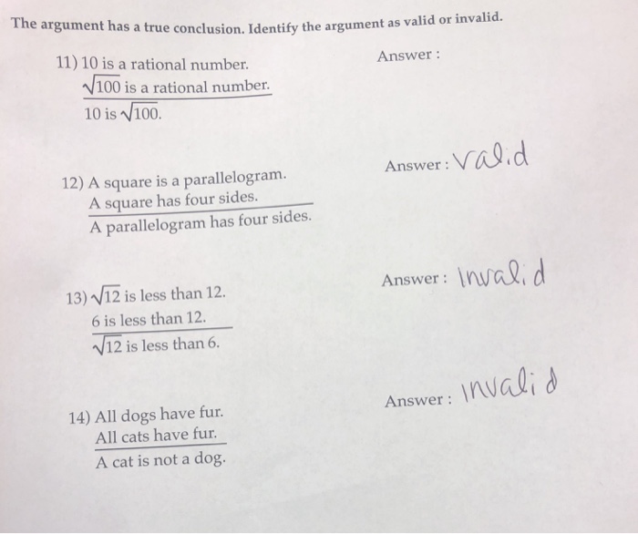 Solved The argument has a true conclusion. Identify the | Chegg.com