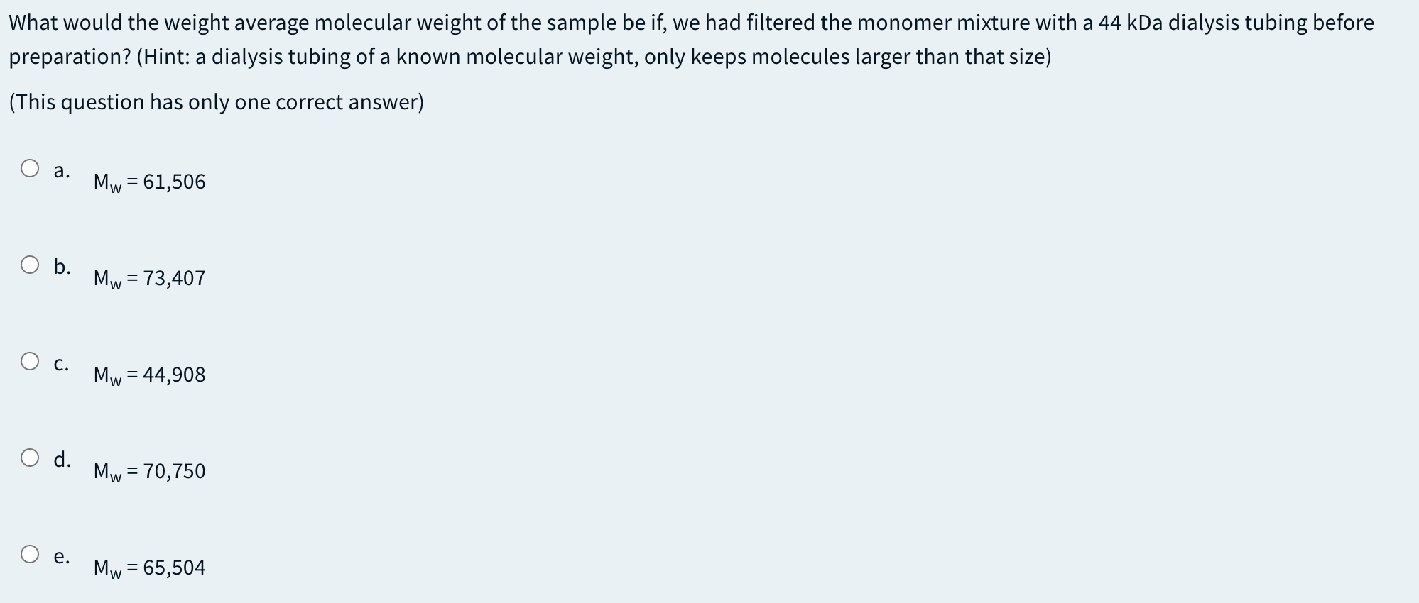 Solved An unknown polymer sample was found to have the | Chegg.com