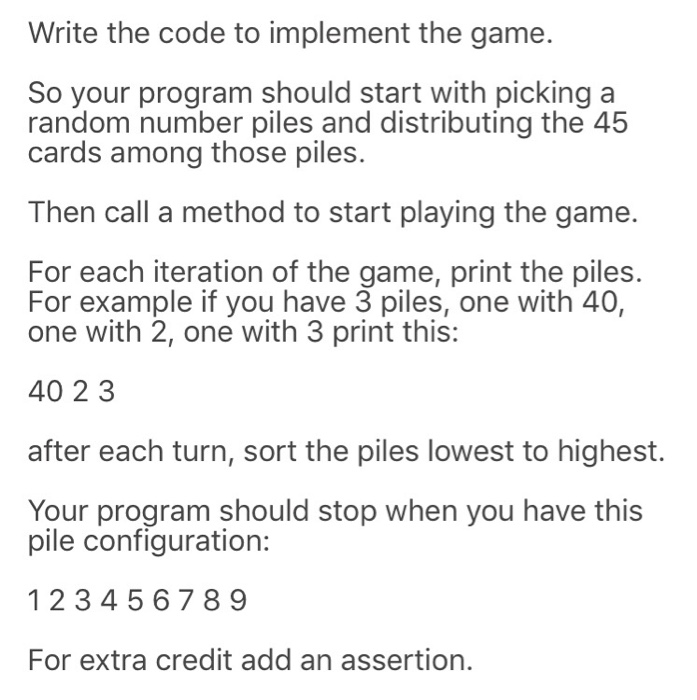 Solved Write The Code To Implement The Game So Your Program