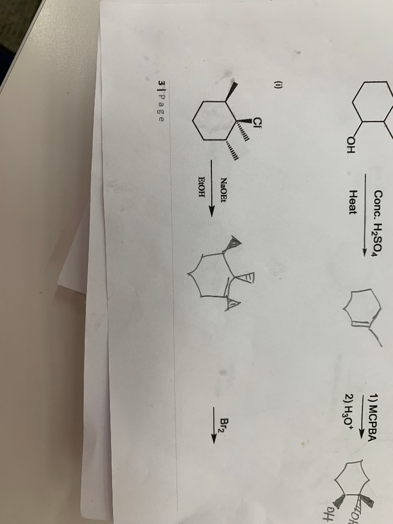 Solved Conc. H2SO4 1) MCPBA Heat 2) H3o* CI Br2 NaOEt EtOH | Chegg.com