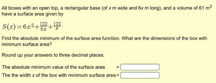 Solved have a surface area given by 212 Find the absolute | Chegg.com