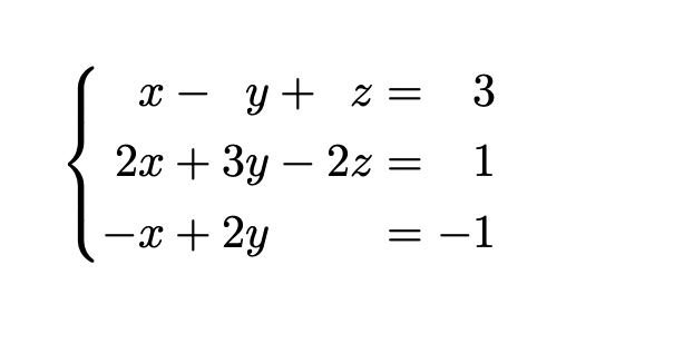 Solved ⎩⎨⎧x−y+z2x+3y−2z−x+2y=3=1=−13.2) (20 points) Reduce | Chegg.com
