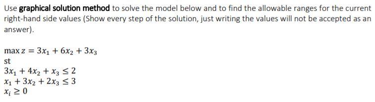 Use graphical solution method to solve the model | Chegg.com