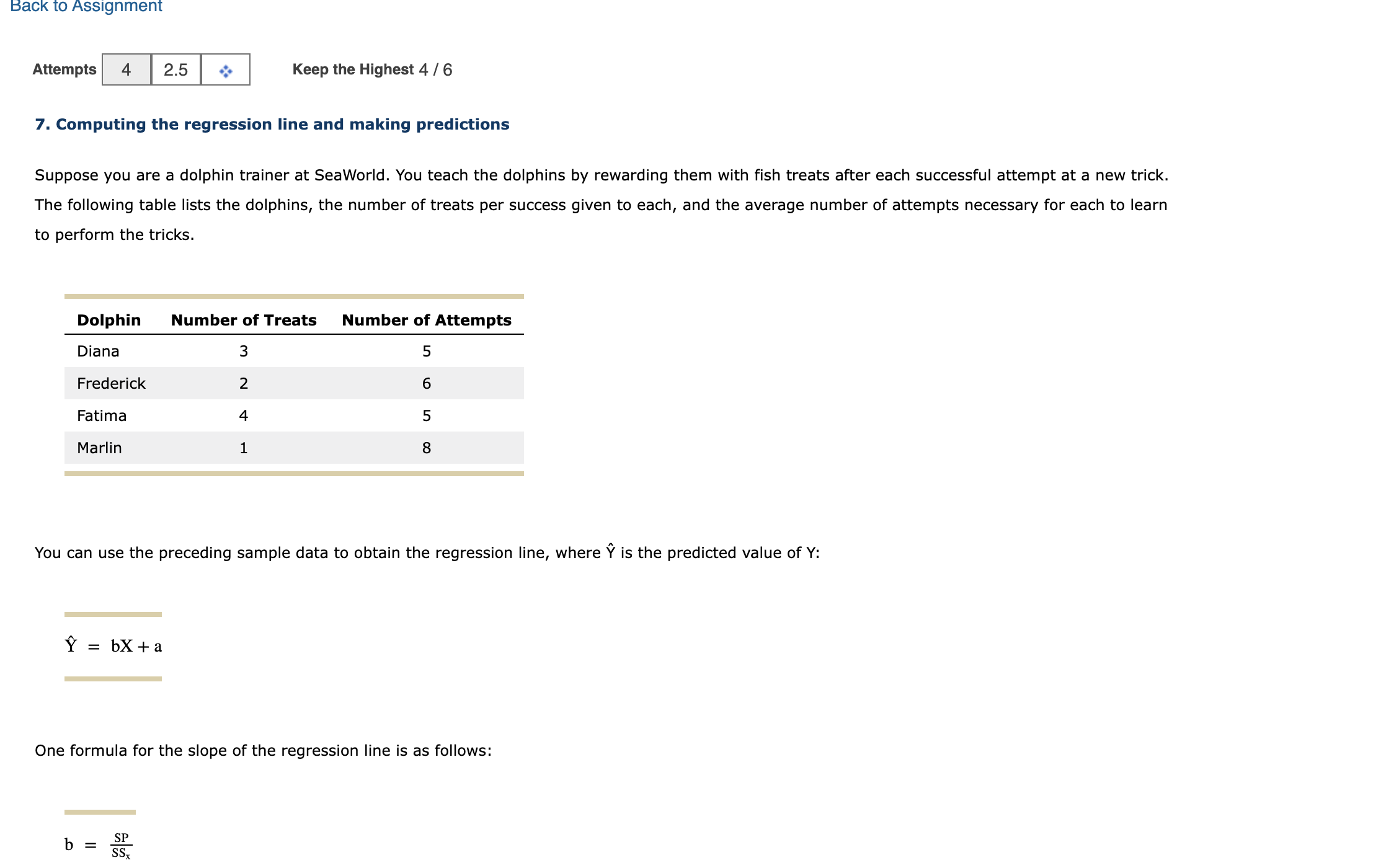 Solved 7. Computing the regression line and making | Chegg.com