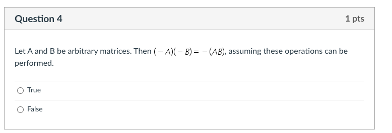 Solved Let A and B be arbitrary matrices. Then | Chegg.com