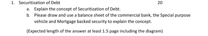 Solved 1. Securitization of Debt 20 Explain the concept of | Chegg.com