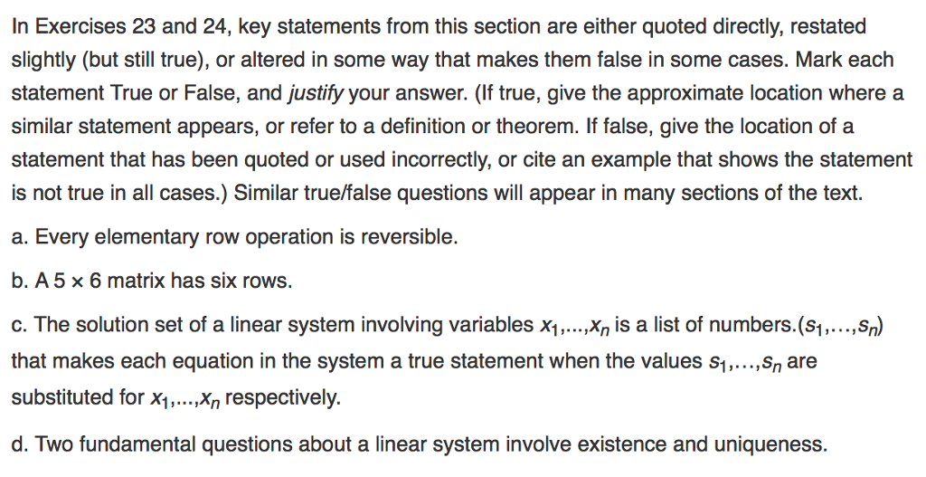 Solved In Exercises 23 and 24, key statements from this | Chegg.com