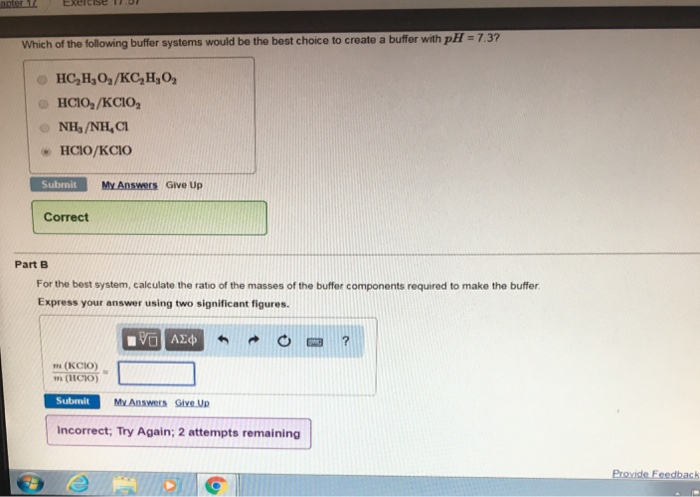 Solved Which of the following buffer systems would be the | Chegg.com