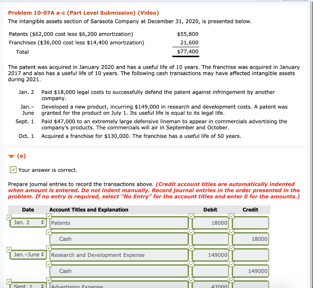 Solved Problem 10-07A a-c (Part Level Submission) (Video) | Chegg.com