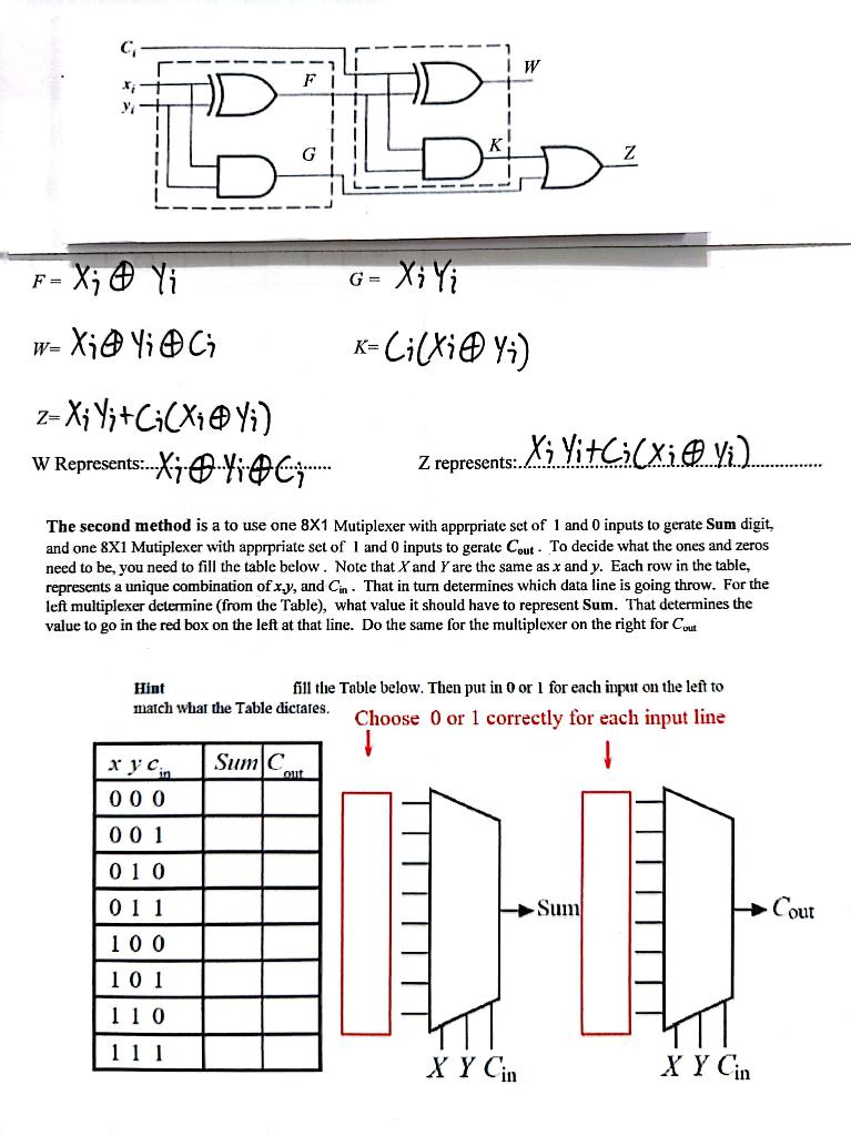 Solved F=Xi⊕Yiw=Xi⊕Yi⊕Ciz=XiYi+Ci(Xi⊕Yi)G=XiYiK=Ci(Xi⊕Yi) w | Chegg.com
