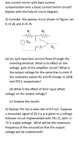 Solved and current mirrar with base current compensation | Chegg.com