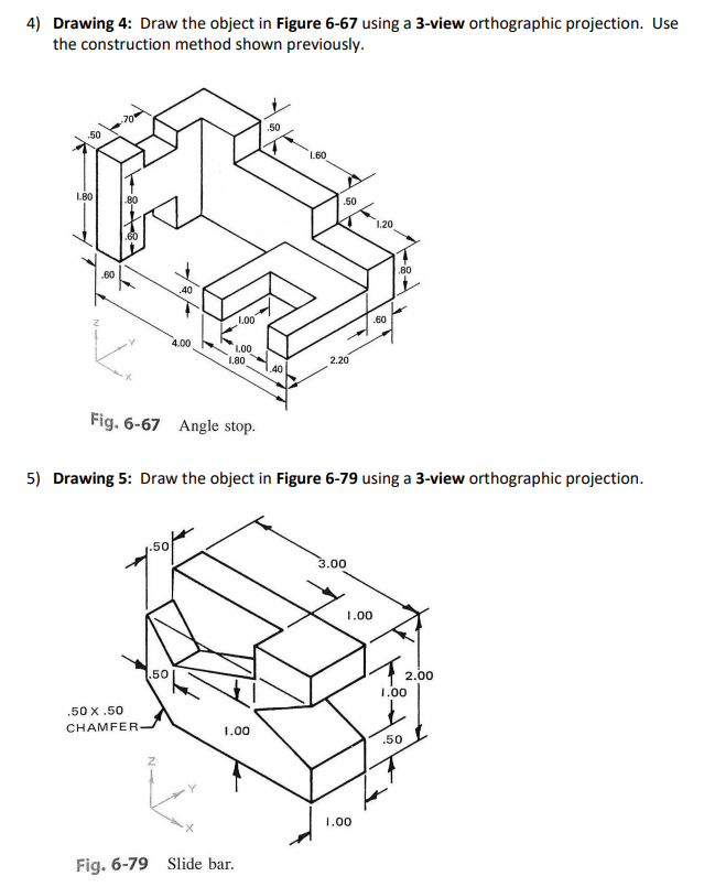 Solved AutoCAD drawing assignment:Can you please draw 4 & 5 | Chegg.com