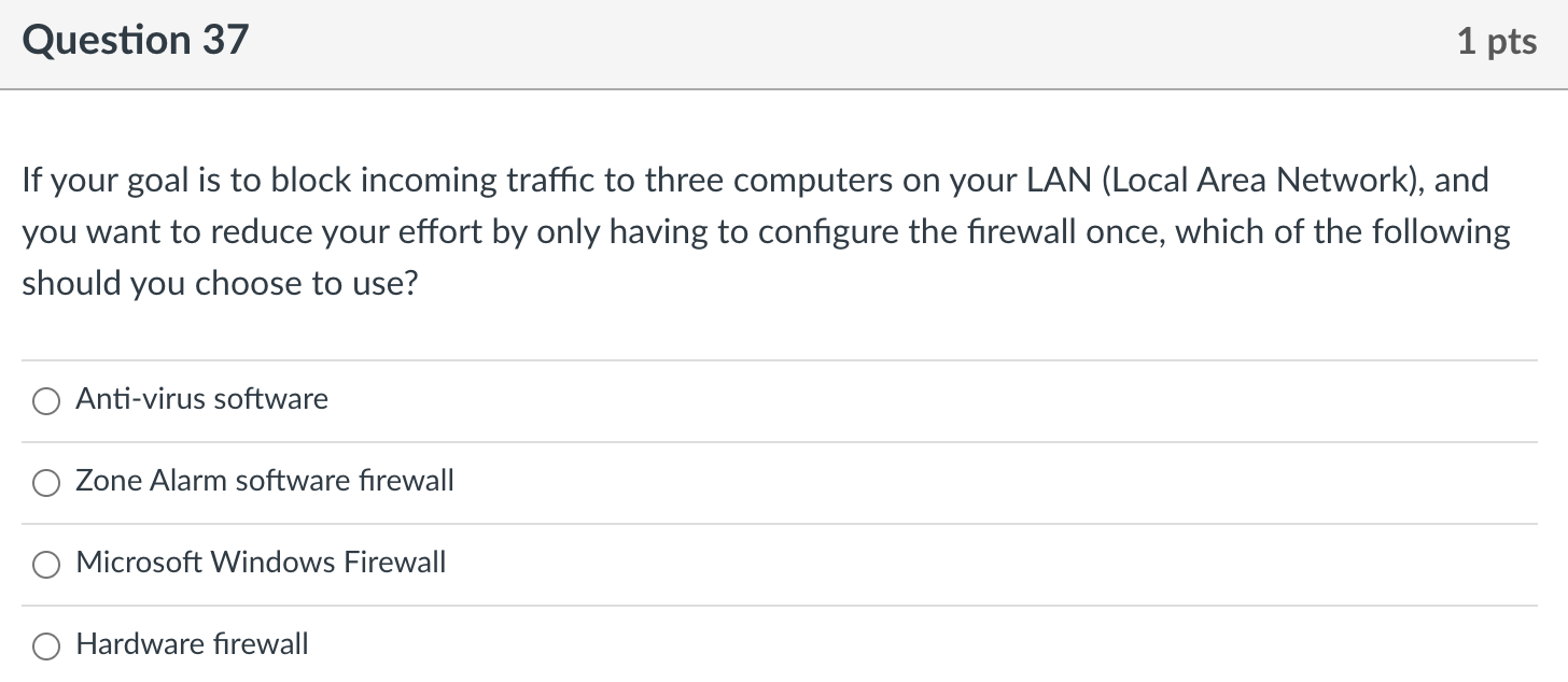 Solved Question 33 1 pts Based on class lectures, which of | Chegg.com
