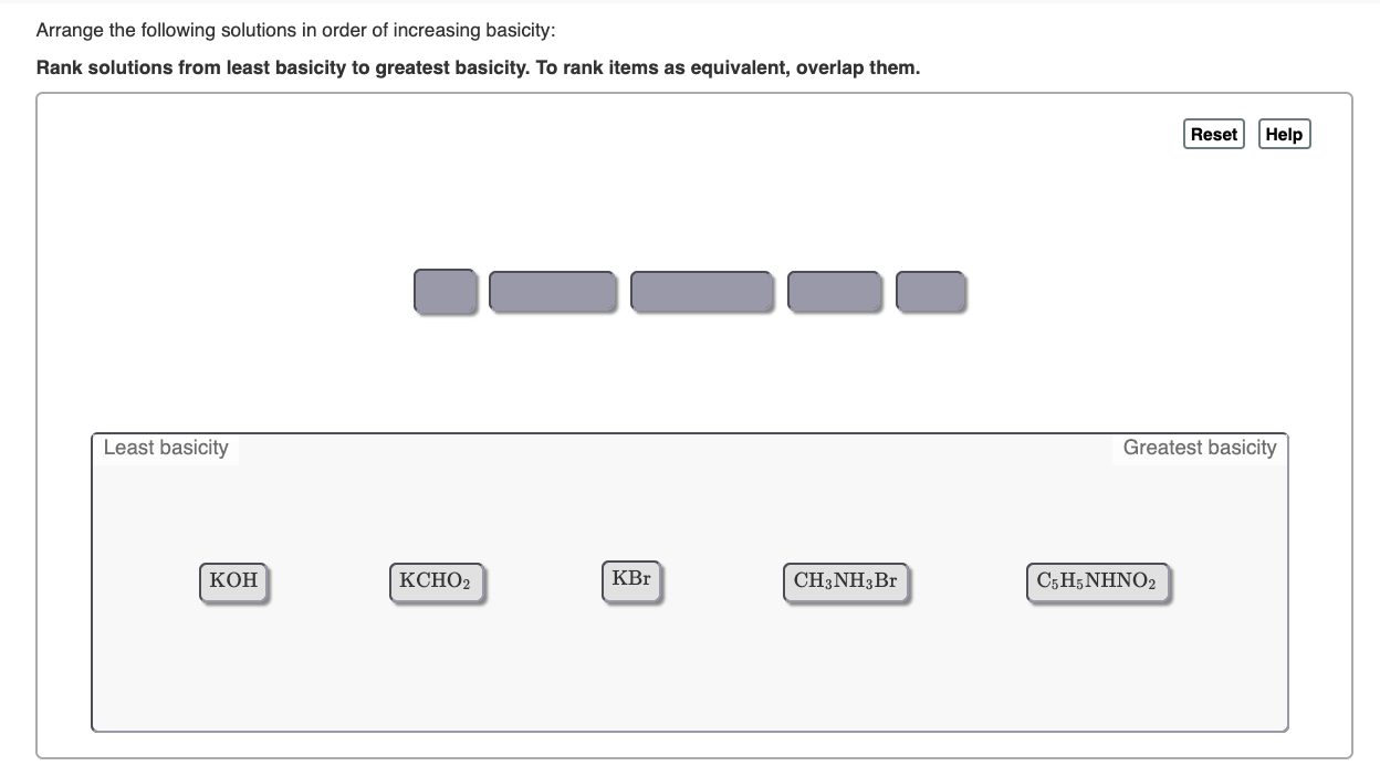 Solved Arrange the following solutions in order of | Chegg.com