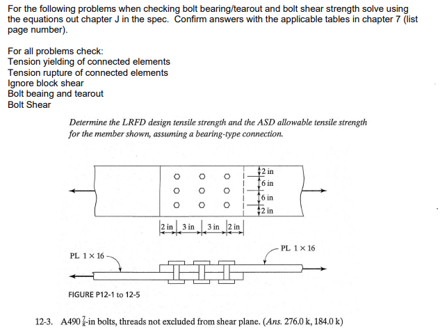 Solved For the following problems when checking bolt | Chegg.com