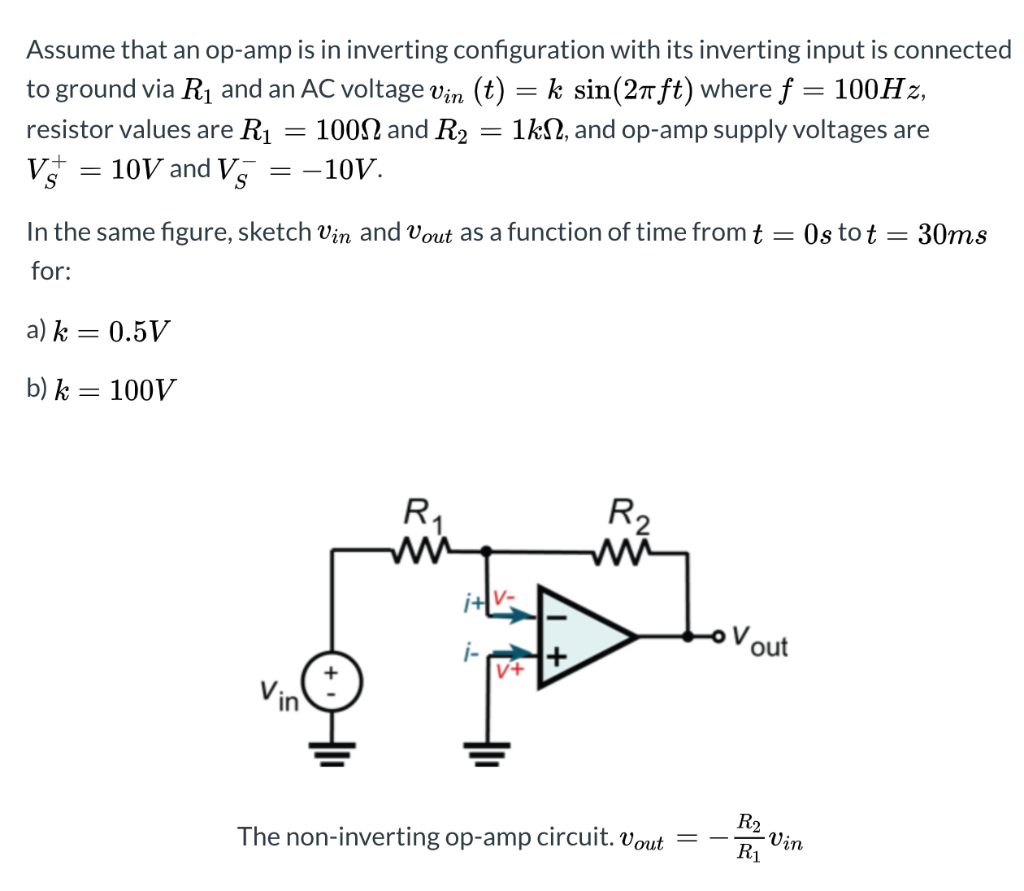 Solved Assume that an op-amp is in inverting configuration | Chegg.com
