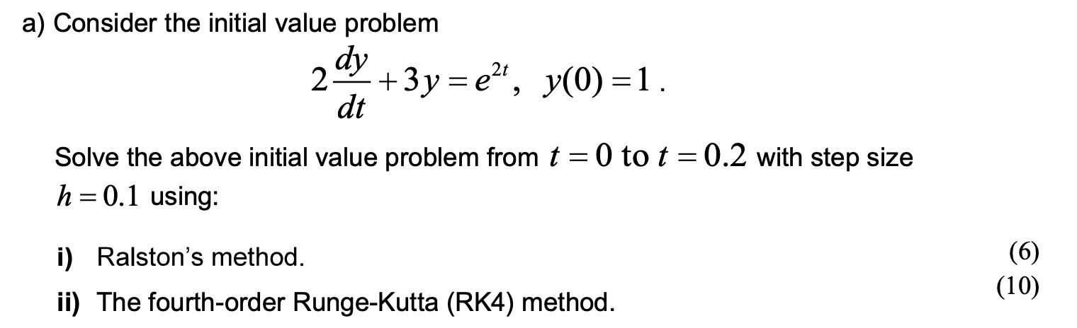 Solved a) Consider the initial value problem dy 2. +3y=eſ, | Chegg.com