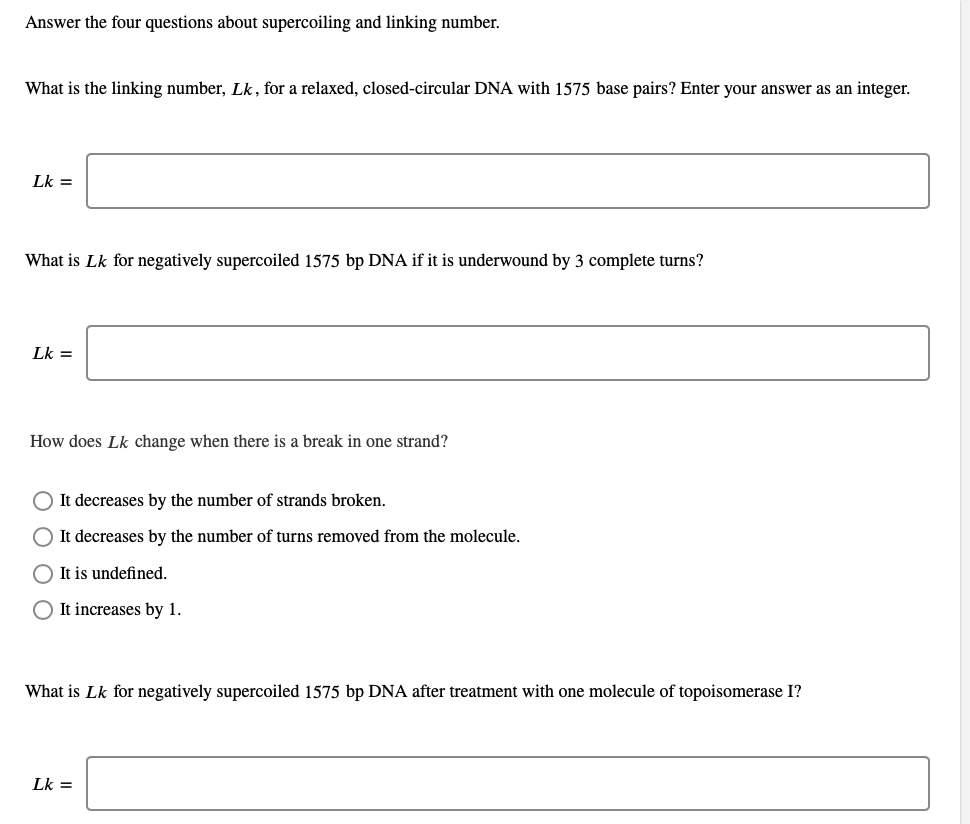 Solved Answer the four questions about supercoiling and | Chegg.com
