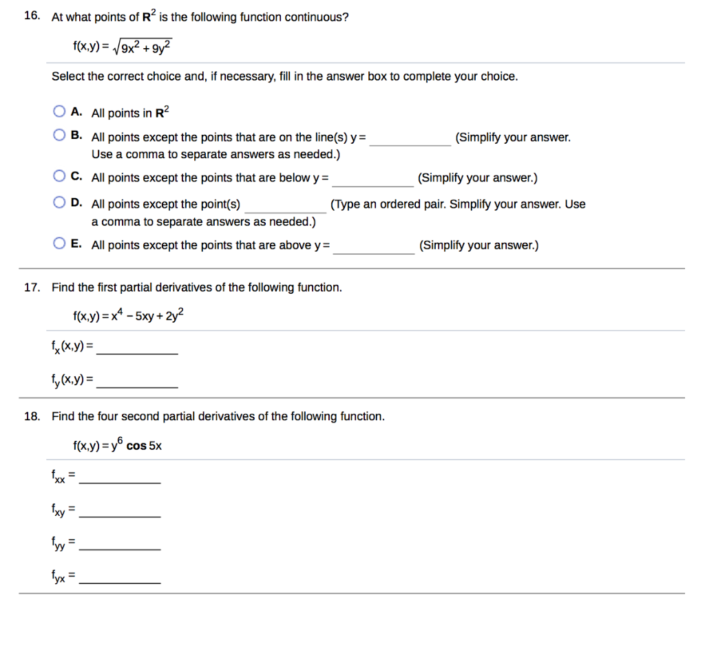 Solved 16. At what points of R2 is the following function | Chegg.com