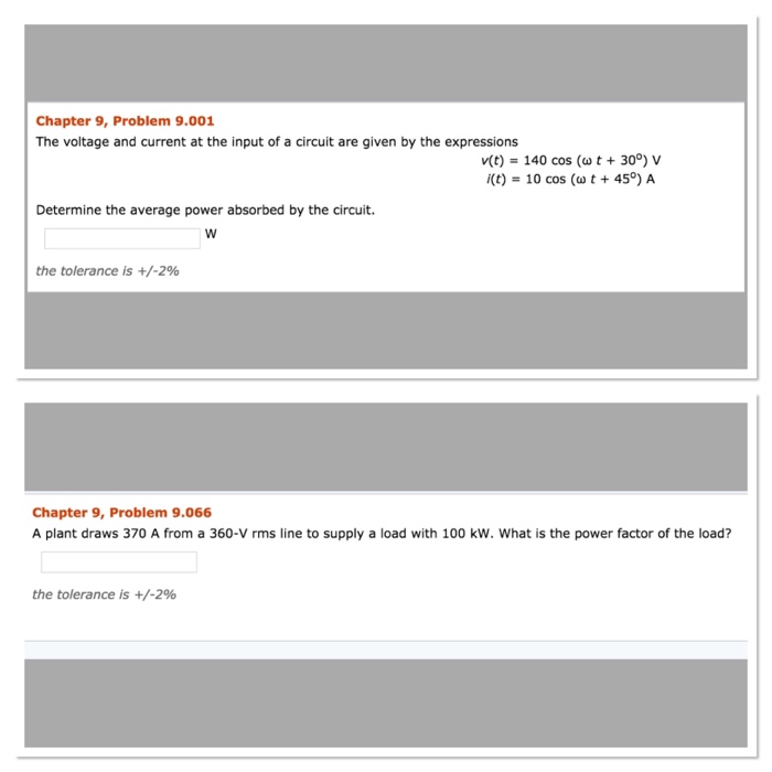 Solved Chapter 9, Problem 9.001 The voltage and current at | Chegg.com