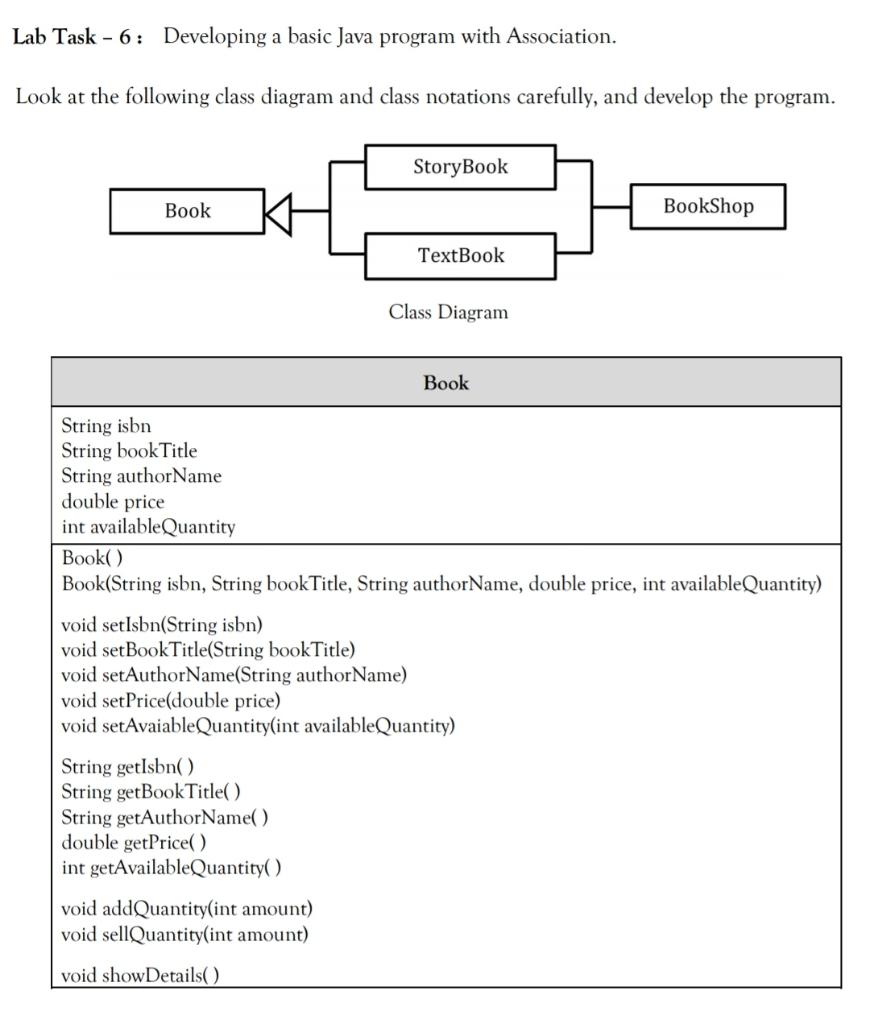 Solved Lab Task - 6: Developing a basic Java program with | Chegg.com
