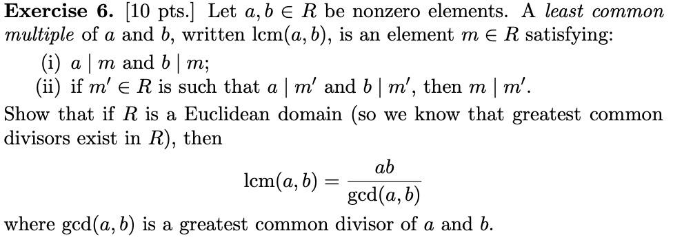 Solved Exercise 6. (10 pts.] Let a, b E R be nonzero | Chegg.com