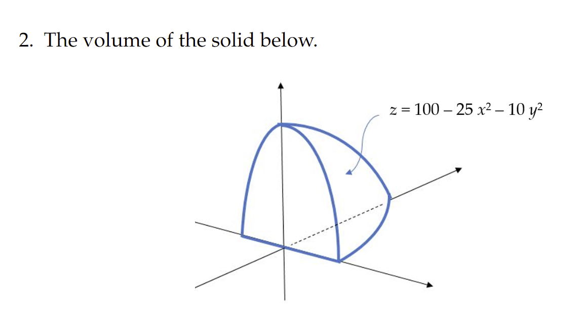 Solved 2. The volume of the solid below. | Chegg.com