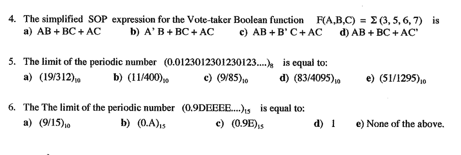 Solved 4. The simplified SOP expression for the Vote-taker | Chegg.com