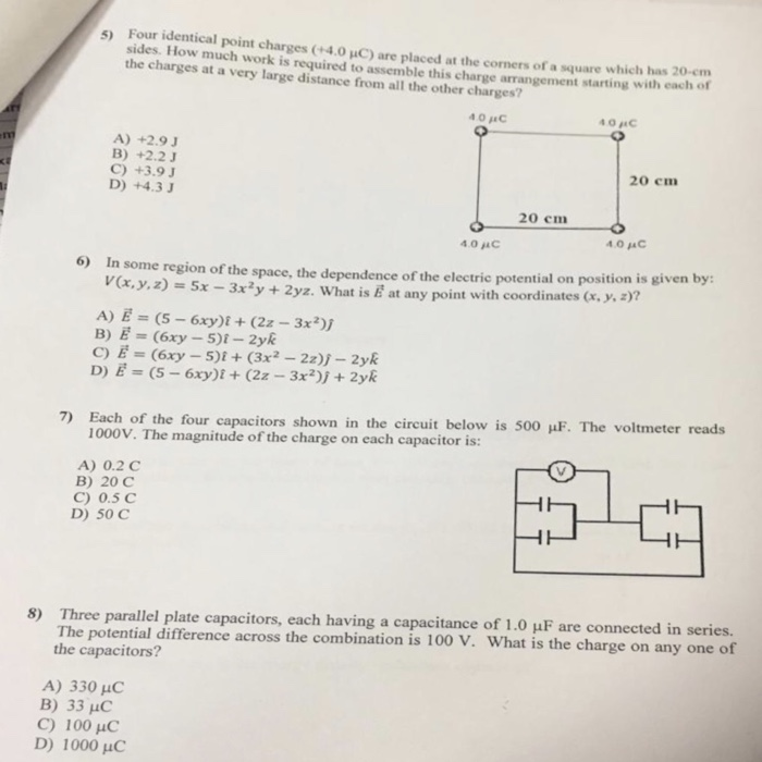 Solved Four identical point charges (+4.0 μ0) are placed at | Chegg.com