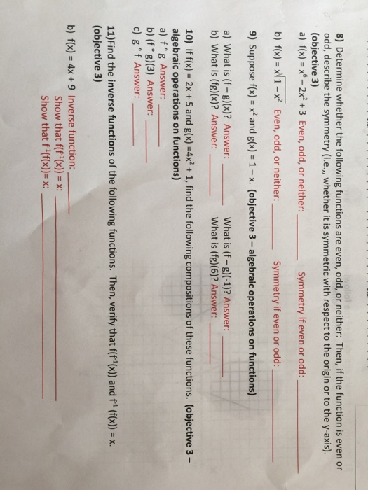 Solved 8 Determine Whether The Following Functions Are