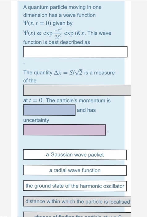 Solved A quantum particle moving in one dimension has a wave | Chegg.com
