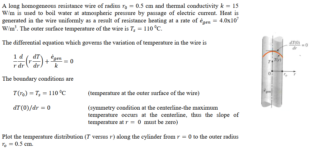 Solved A long homogeneous resistance wire of radius r0=0.5 | Chegg.com