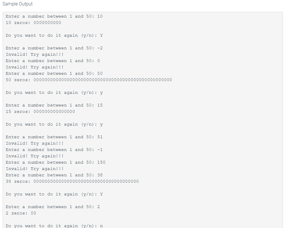 Solved 17.4 Print Zeros Write the program to give the | Chegg.com