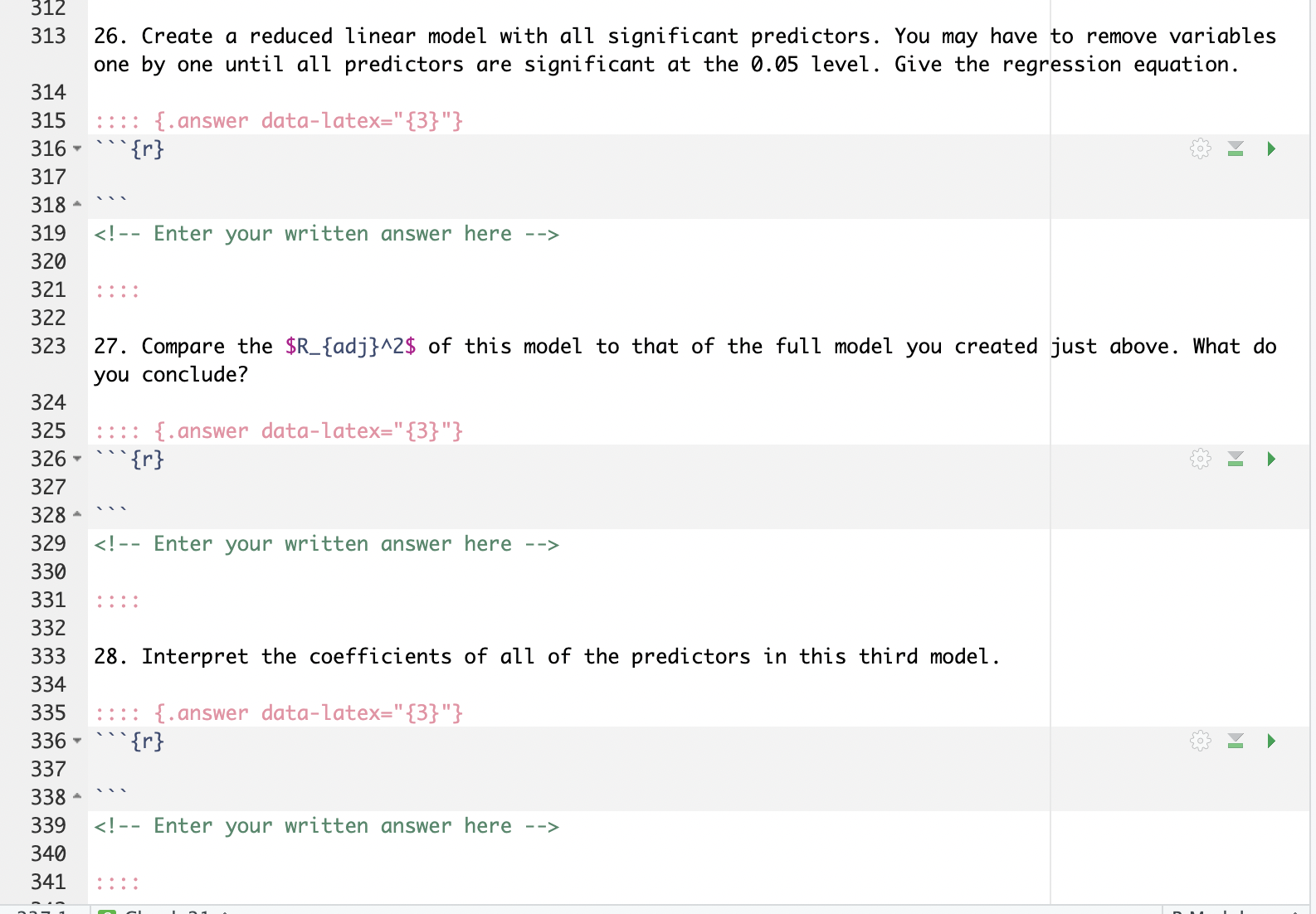 Solved 26. Create a reduced linear model with all | Chegg.com