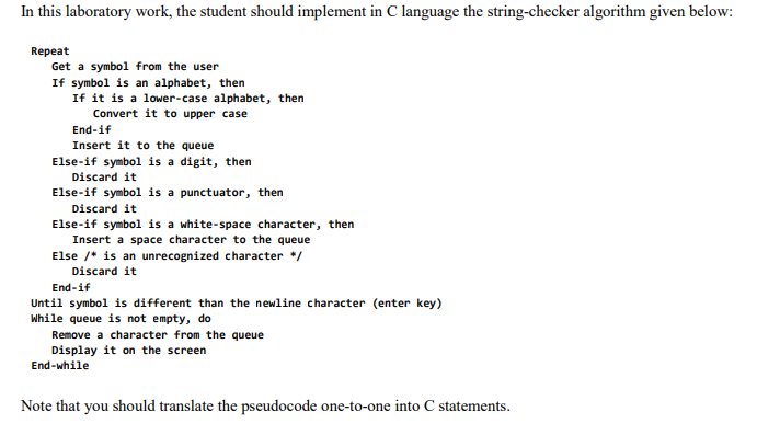 Solved The student should implement the string-checker | Chegg.com