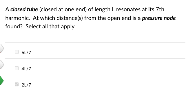 Solved A closed tube (closed at one end) ﻿of length \( ﻿L \) | Chegg.com