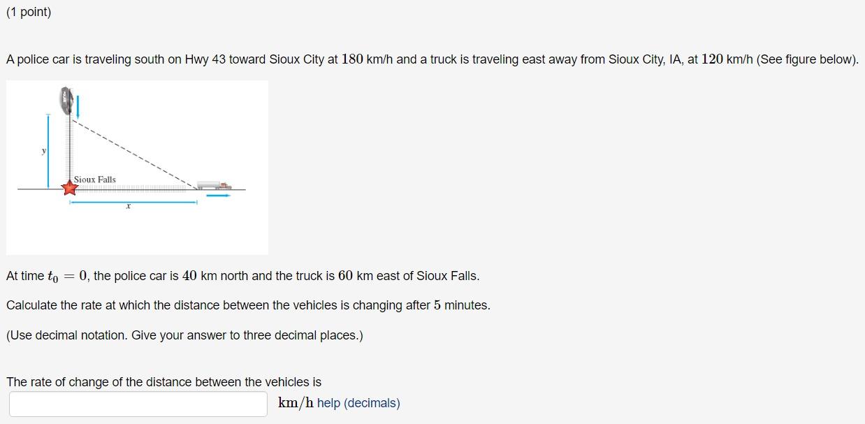 Solved A police car is traveling south on Hwy 43 toward | Chegg.com