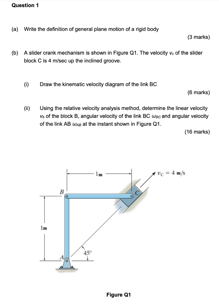 Solved (a) Write the definition of general plane motion of a | Chegg.com