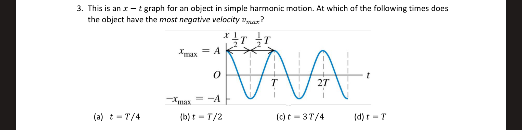 Solved This is an x-t ﻿graph for an object in simple | Chegg.com
