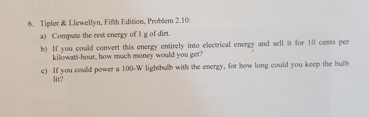 Solved 6. Tipler& Llewellyn, Fifth Edition, Problem 2.10: a) | Chegg.com