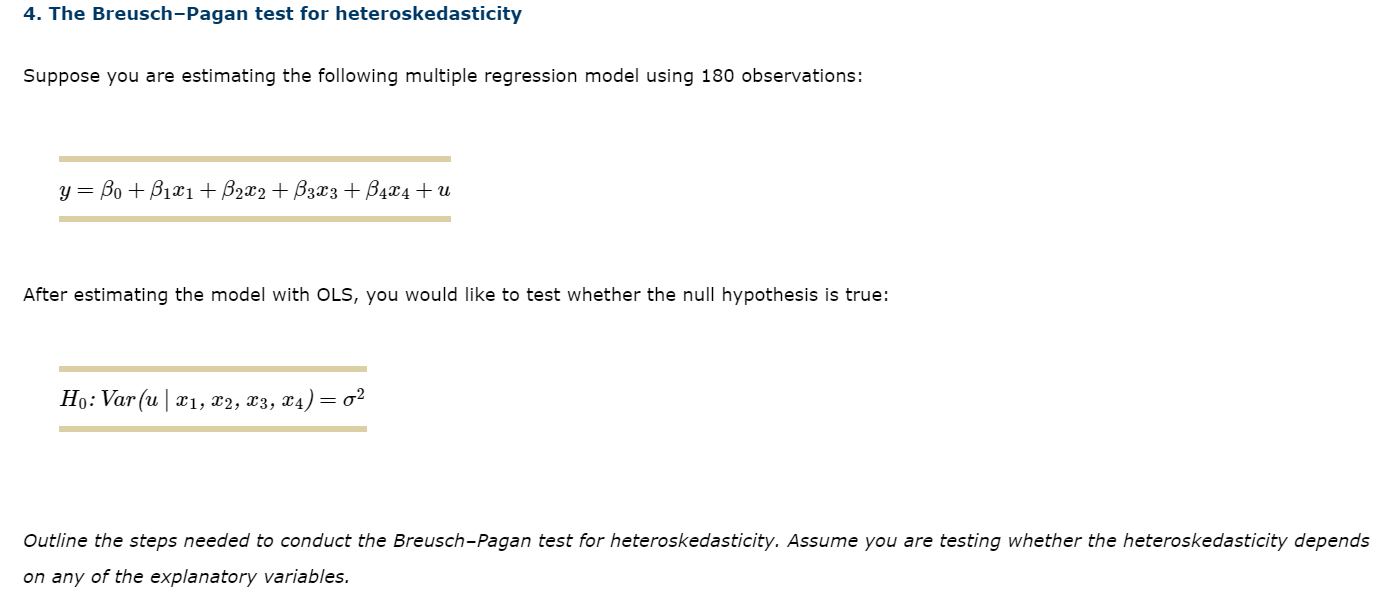 Solved 1. Estimate the model using (OLS,FGLS,WLS, or GLS) | Chegg.com