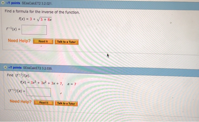 Solved O -1 points SEssCalcET2 3.2.021. Find a formula for | Chegg.com
