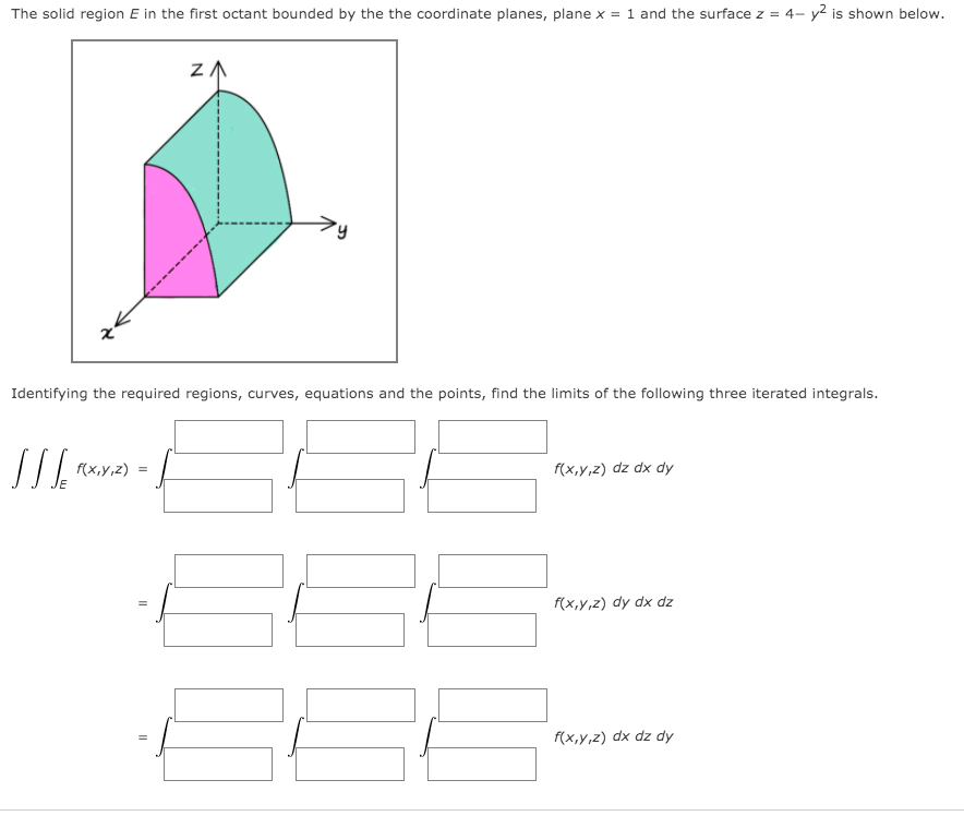 Solved The solid region E in the first octant bounded by the | Chegg.com