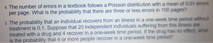 Solved 4 The number of errors in a textbook follows a | Chegg.com