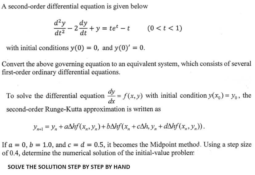 Solved A second-order differential equation is given | Chegg.com